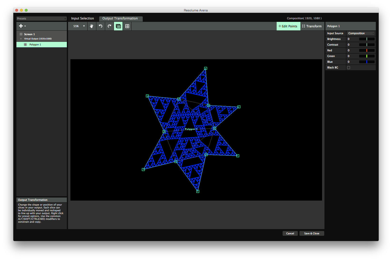 Output Transformation - Resolume
